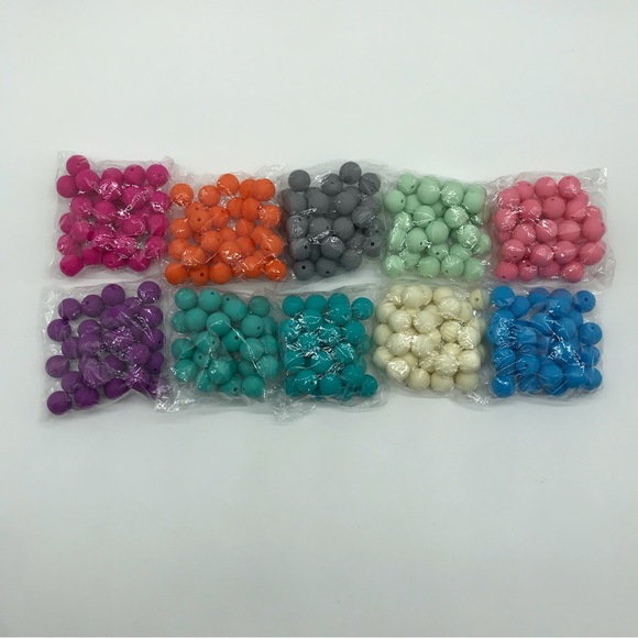 Other | Nwt Sealed Colorful Silicone Teething Beads 3 Beads Per Bag 10 ...